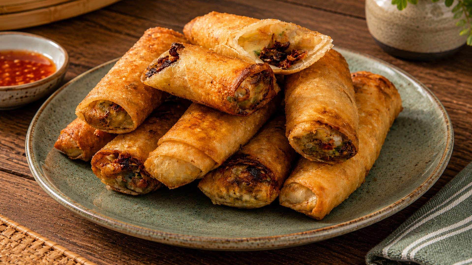 Golden banana rolls packed with chocolate flavor