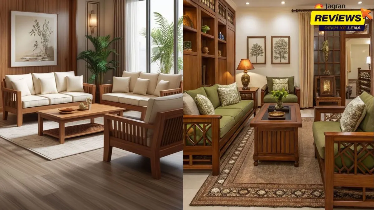 10 modern teak wood sofa set designs that combine utmost comfort with ...