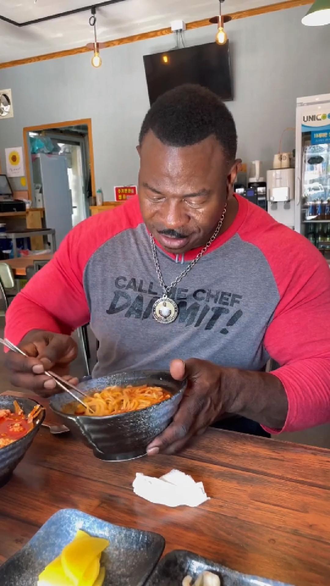Chef Rush slurps fiery Korean noodles!