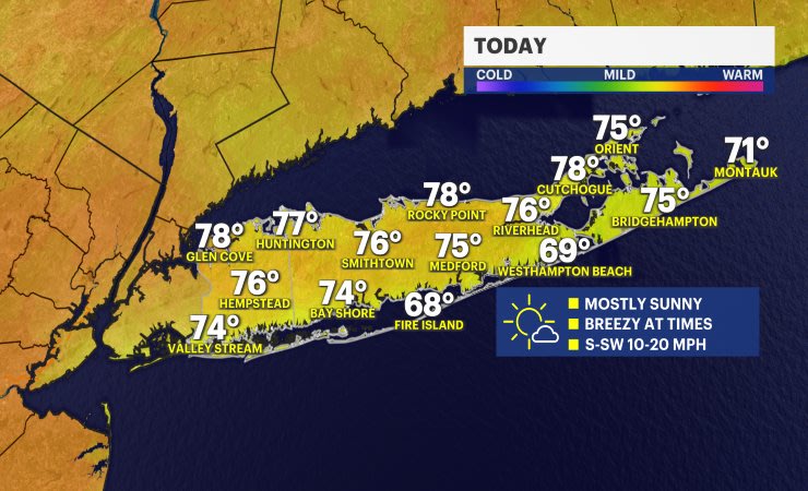 Sunny for today; tracking hot weather and showers, storms for Long Island