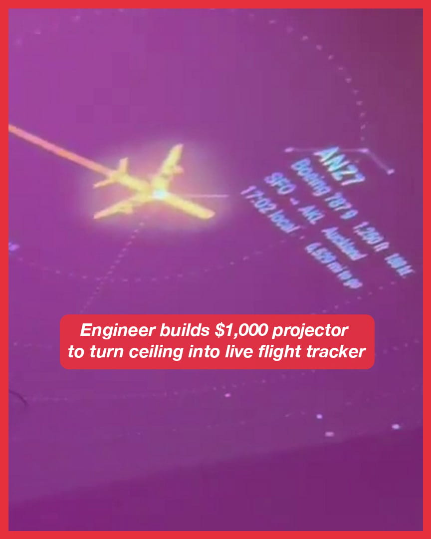 Engineer builds $1,000 projector to turn ceiling into live flight tracker