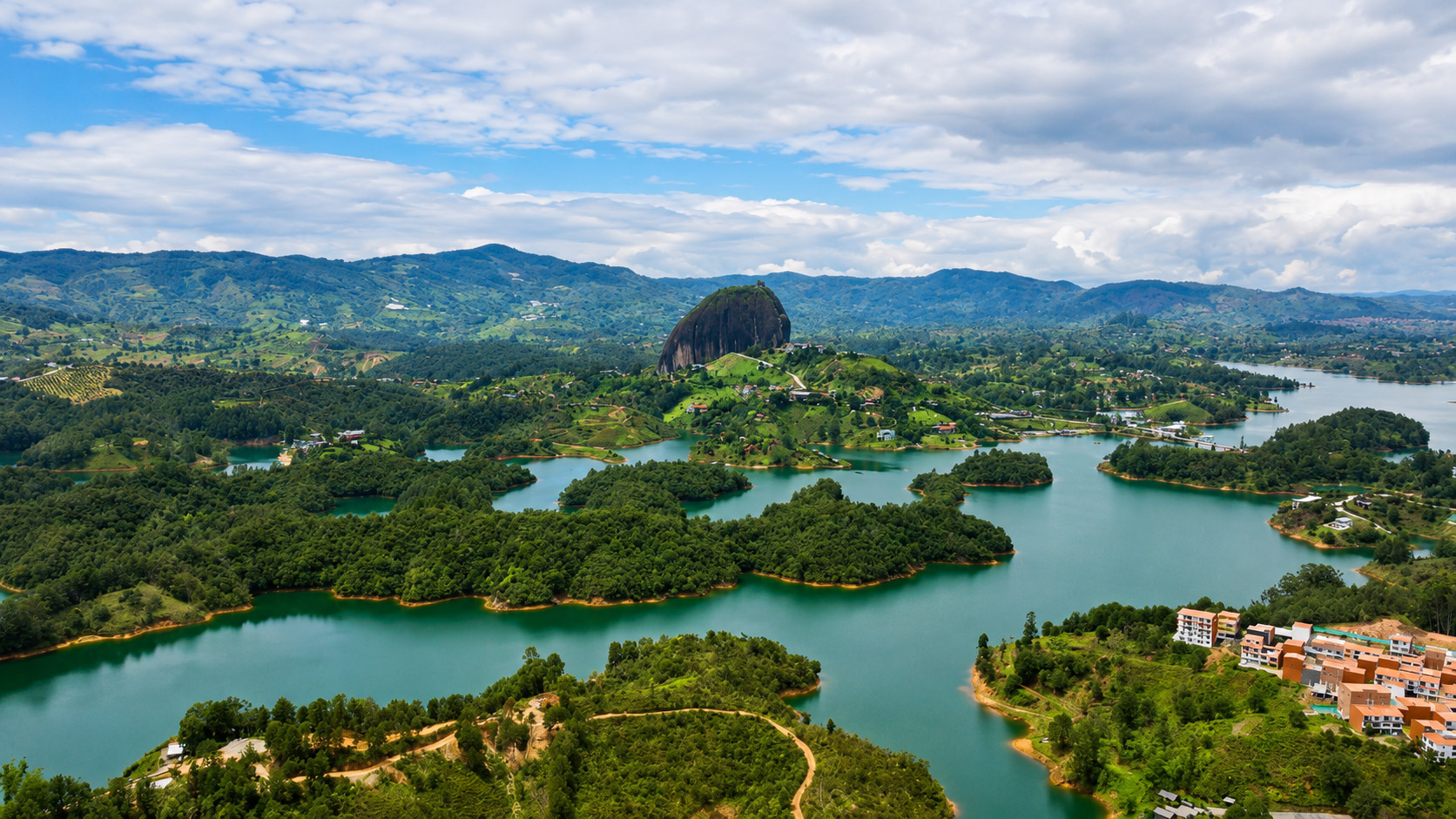 Green islands scattered across Colombia’s Guatapé Reservoir