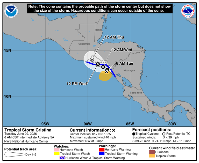 Where is Tropical Storm Cristina headed? See tracker, spaghetti models