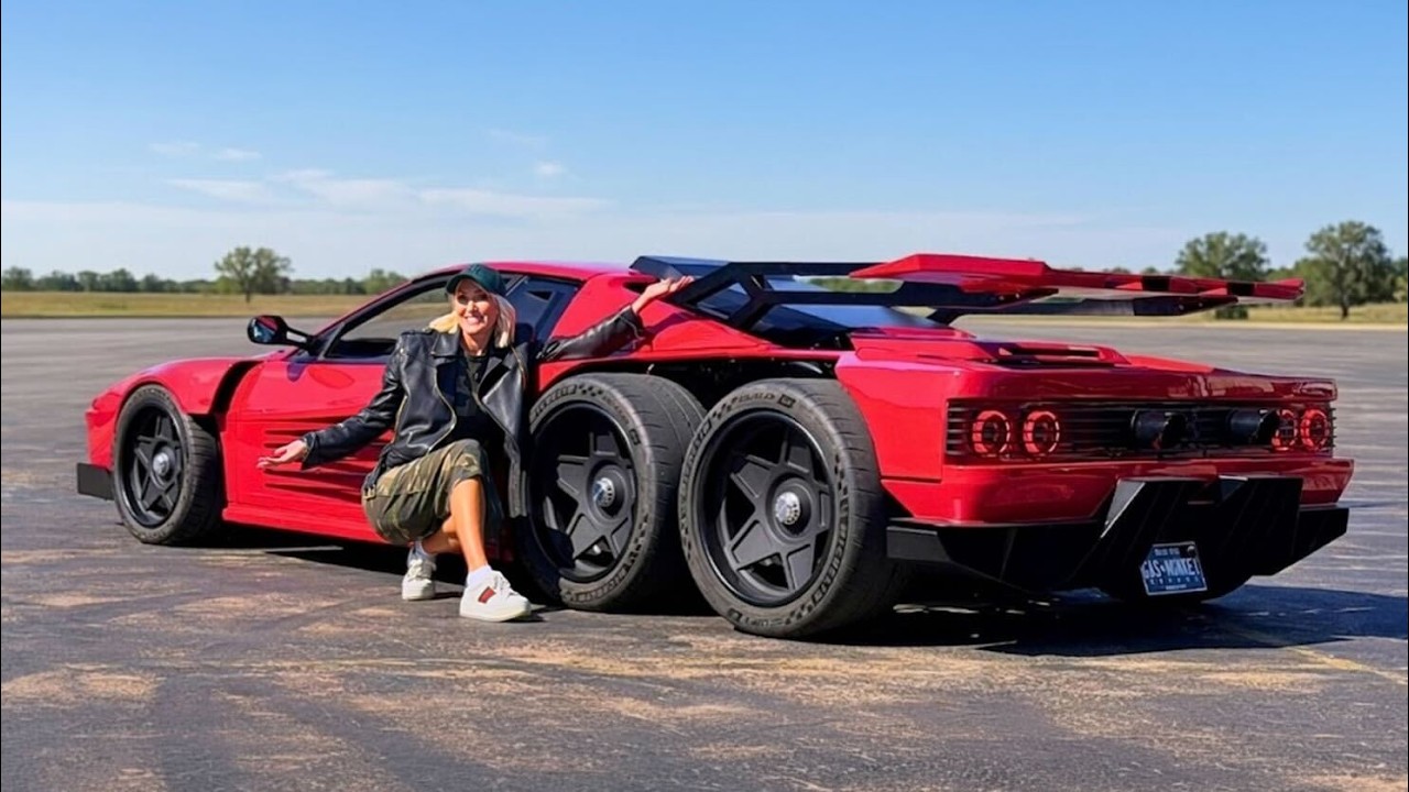 Someone turned a Ferrari Testarossa into a 6x6 monster