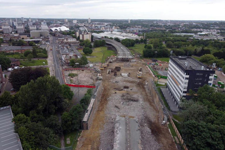 Gateshead flyover demolition update as huge gap appears in abandoned ...