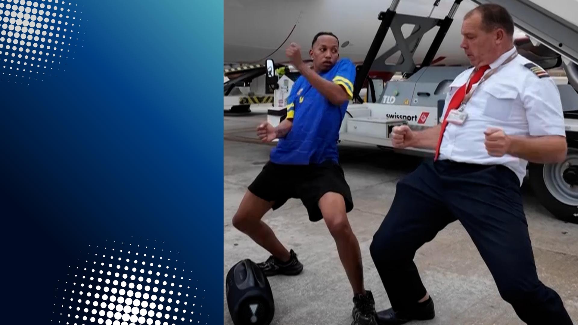 Feel the rhythm - Pilot dances with Curacao supporter during the ...