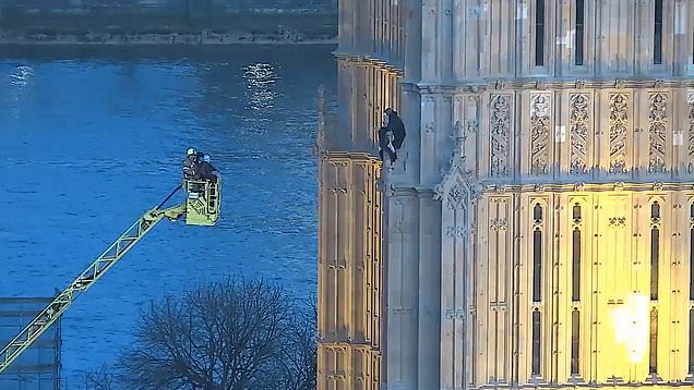 CCTV footage shows how man scaled Big Ben with Palestine flag