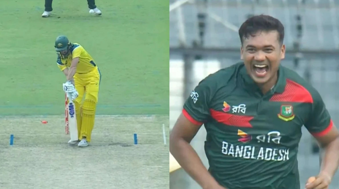 Watch: Matthew Short stay ends early as Taskin Ahmed strikes first ball