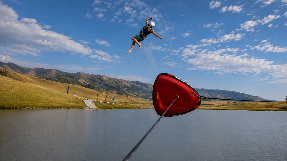 Slip and slide turns into high speed slingshot launch