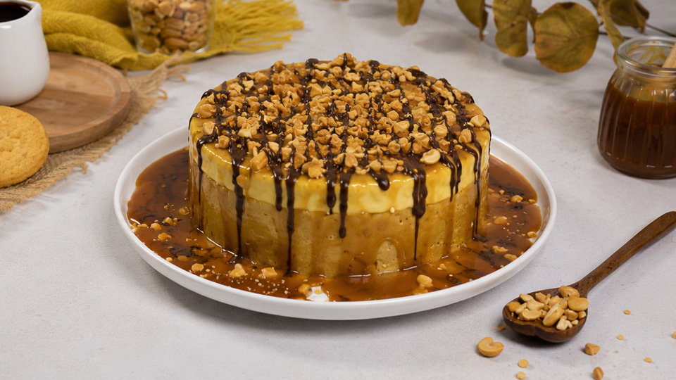 Homemade caramel cake gets a beautiful finish