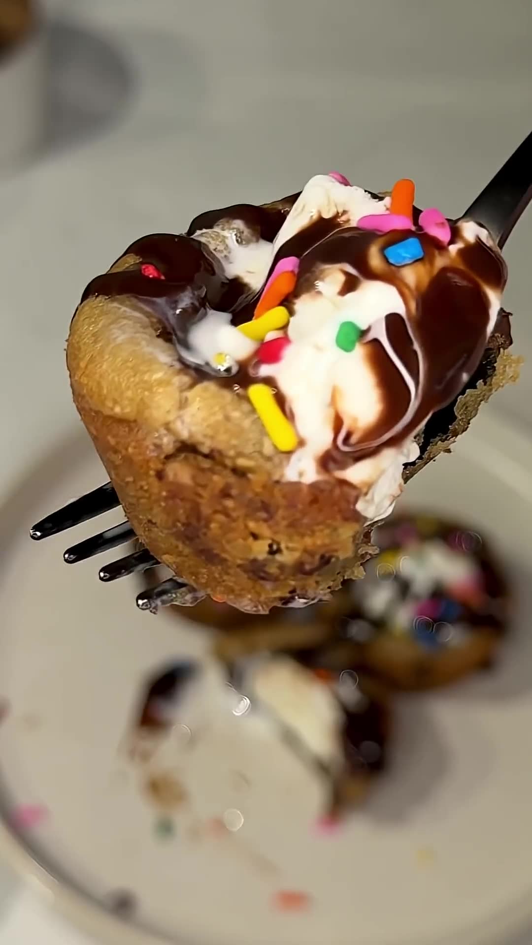 Warm cookie shells filled with cold ice cream for a temperature contrast