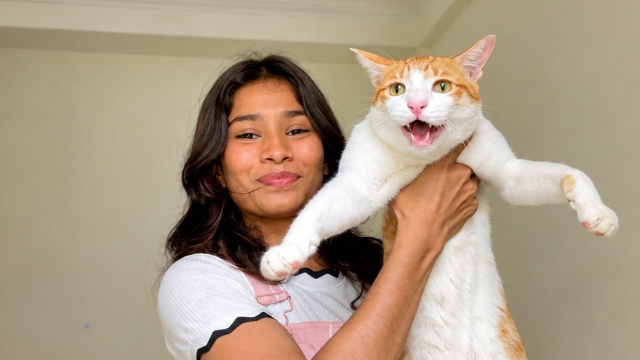 Chatty cat follows his mom everywhere - and never runs out of things to say