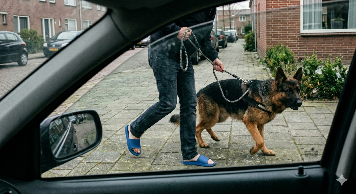 'Zieke' chauffeur betrapt op badslippers met de hond, maar krijgt toch ...