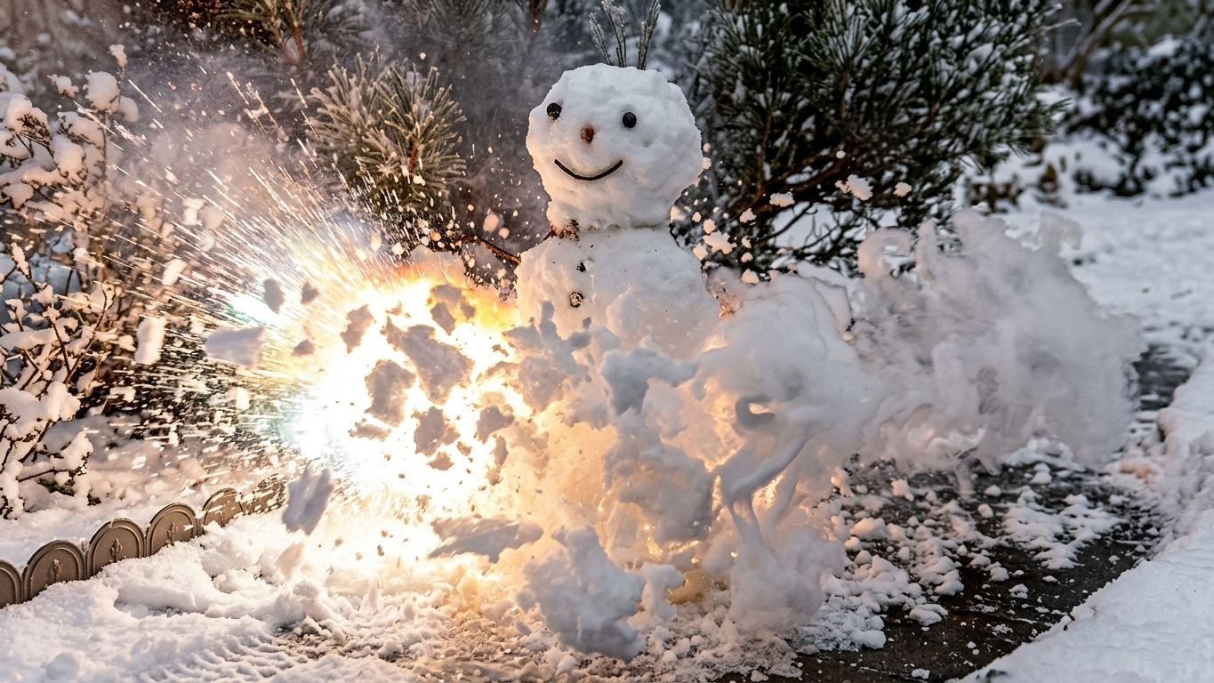 Watch this snowman explode in slow motion