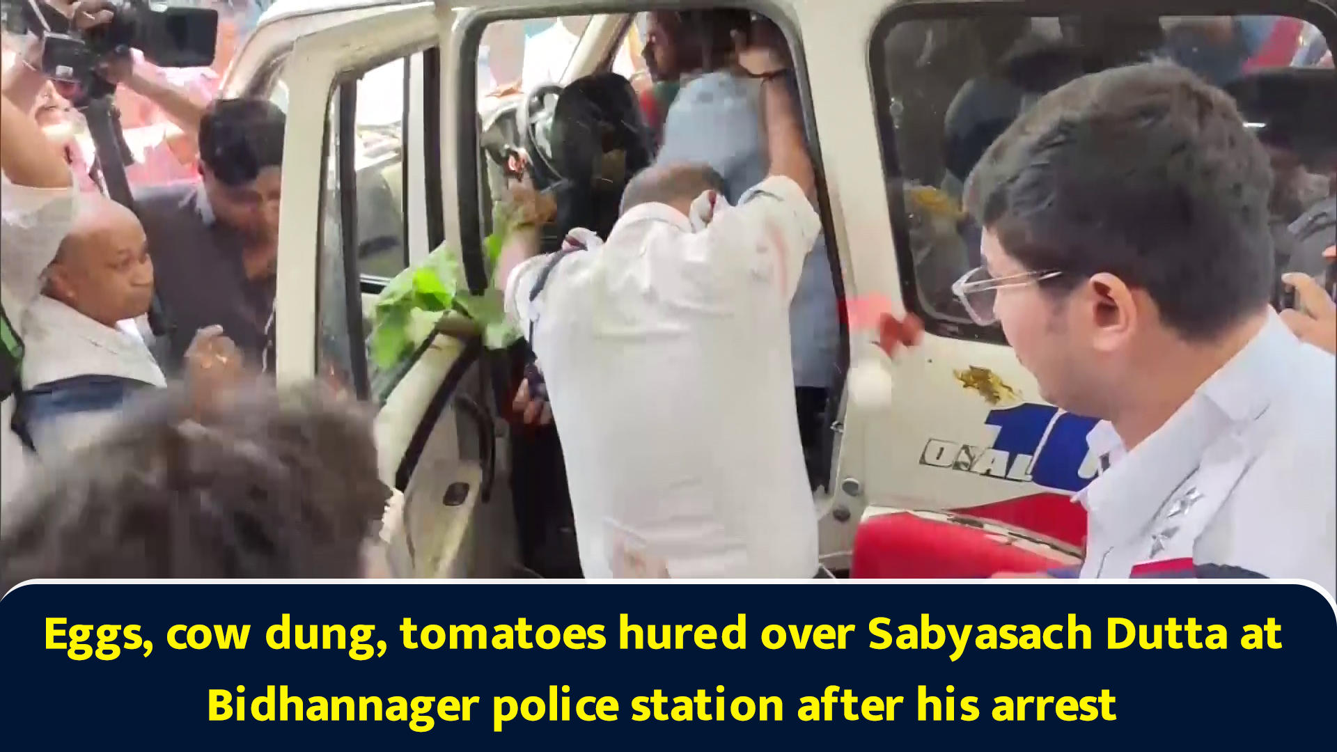Eggs, cow dung, tomatoes hured over Sabyasach Dutta at Bidhannager ...