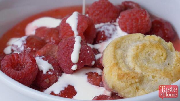 Lemon whirligigs with raspberries