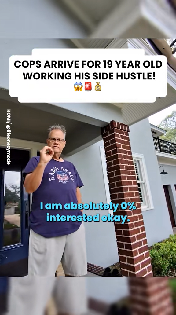 Cops arrive for 19-year-old working his side hustle!