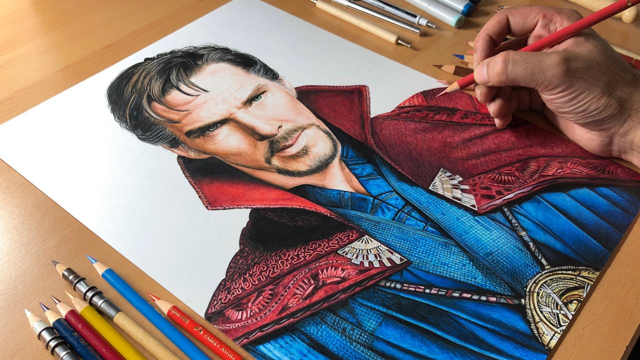 Drawing Doctor Strange Benedict Cumberbatch time lapse and real time art