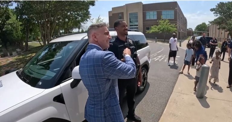 Charlotte police school resource officer surpised with new SUV