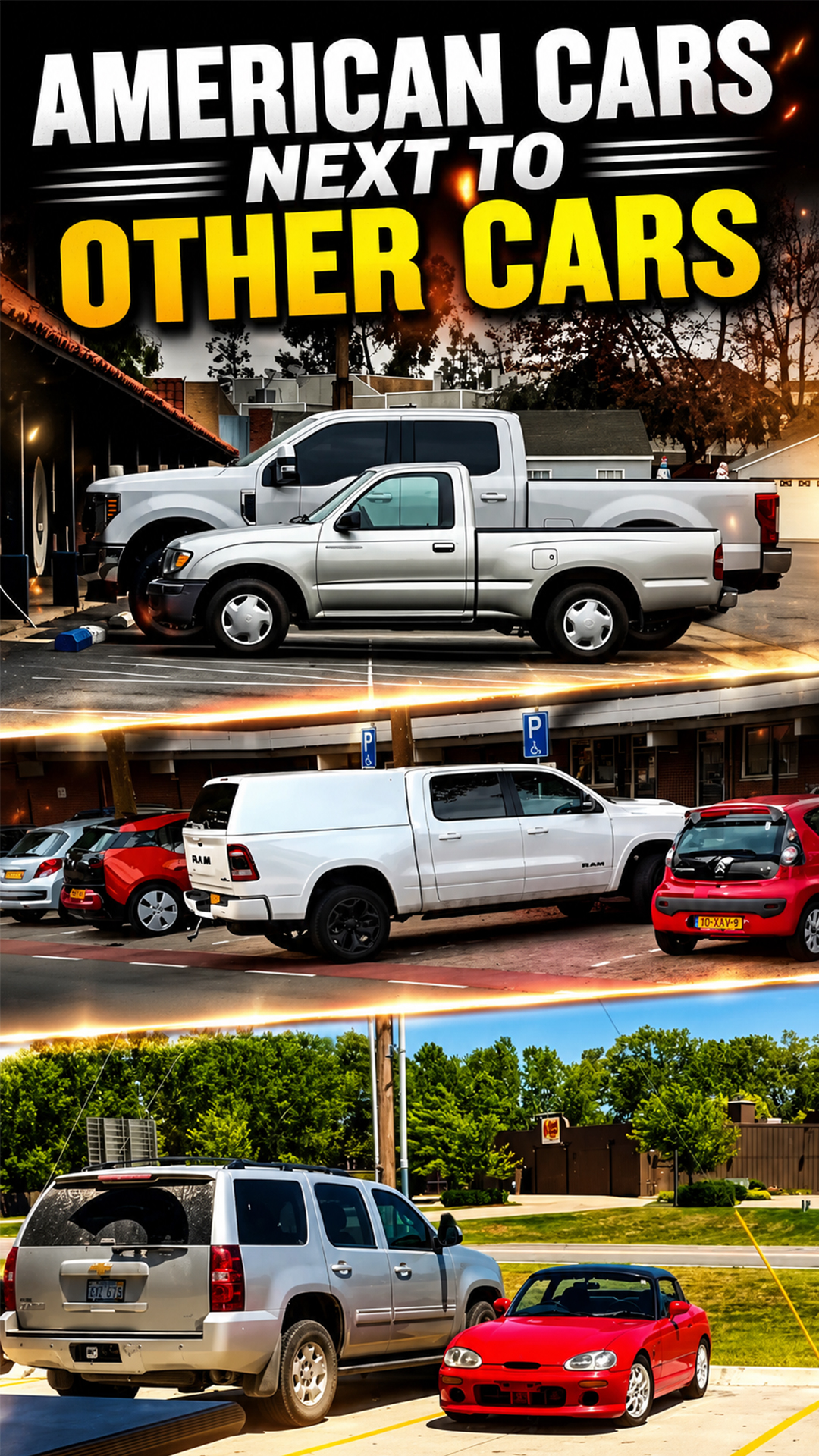 European cars look like toys next to American trucks