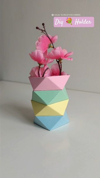 Easy DIY paper holder pen stand and flower vase in one origami