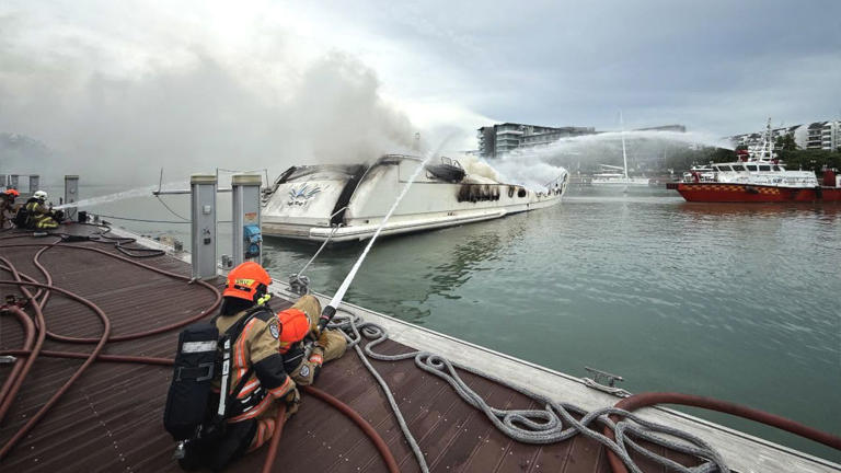 SCDF: Luxury superyacht catches fire at Sentosa Cove marina, sending ...