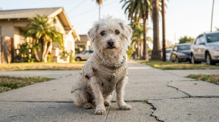 Sous le pull du chien errant se cache un terrible secret : les ...