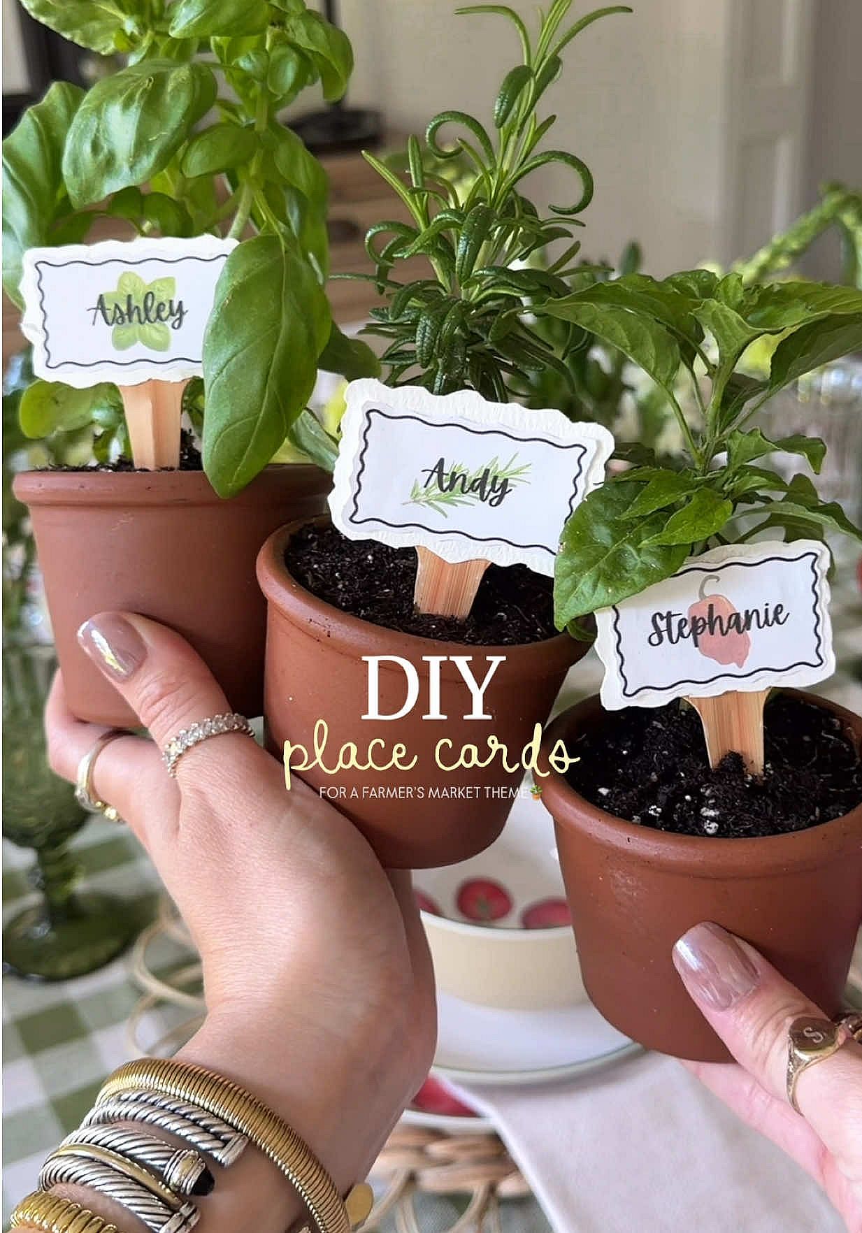 DIY place cards for a farmers market themed party