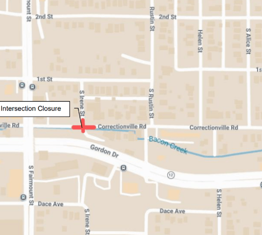 Intersection near Bacon Creek closing for few days