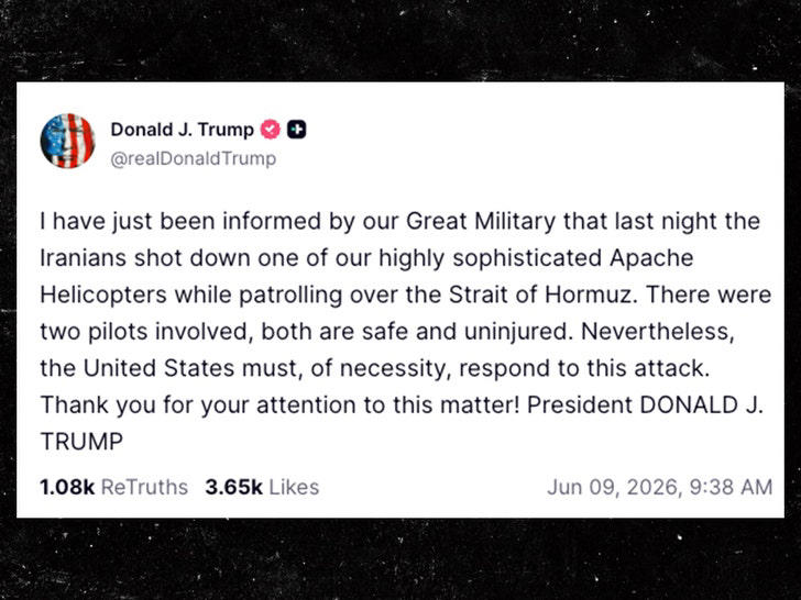 President Trump says US must respond after Iran shoots down Apache ...