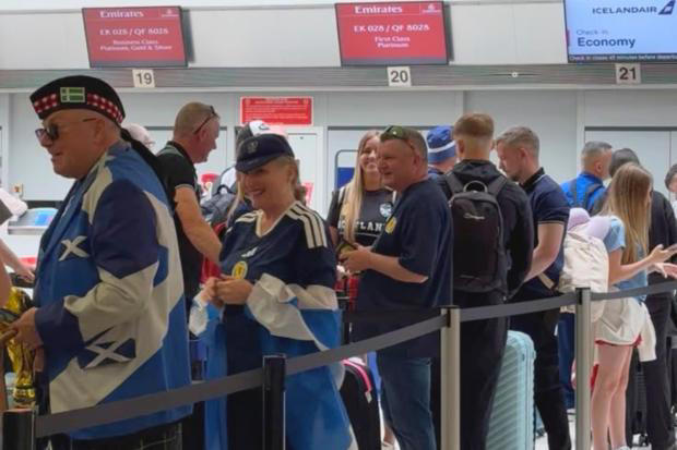 Glasgow Airport swarmed by Scotland fans ahead of World Cup
