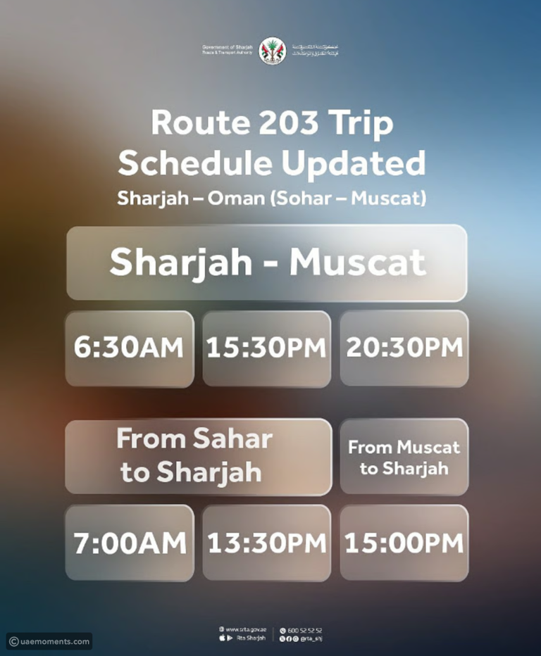 Sharjah-Muscat bus route 203 gets new schedule