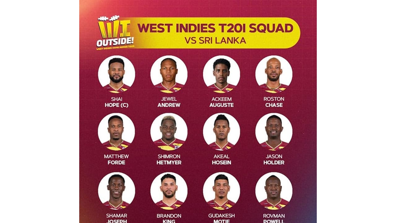 West Indies announce T20I squad for Sri Lanka series; 3 new faces