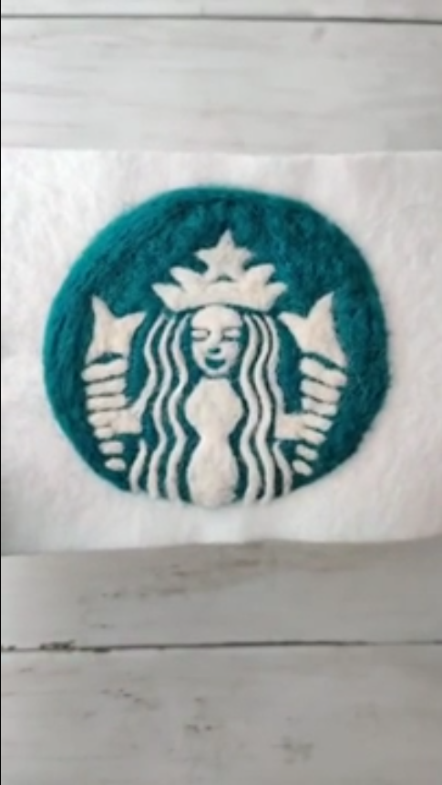 Satisfying Starbucks wool art creation