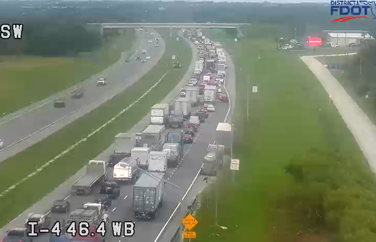 A deadly crash has shut down several I-4 westbound lanes in Polk City