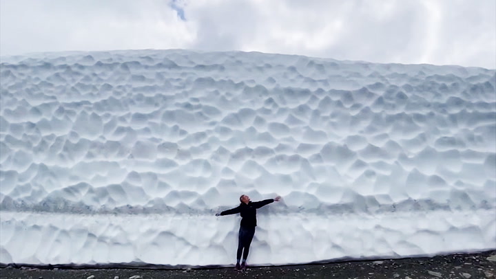 Walking through Whistler's towering snow walls