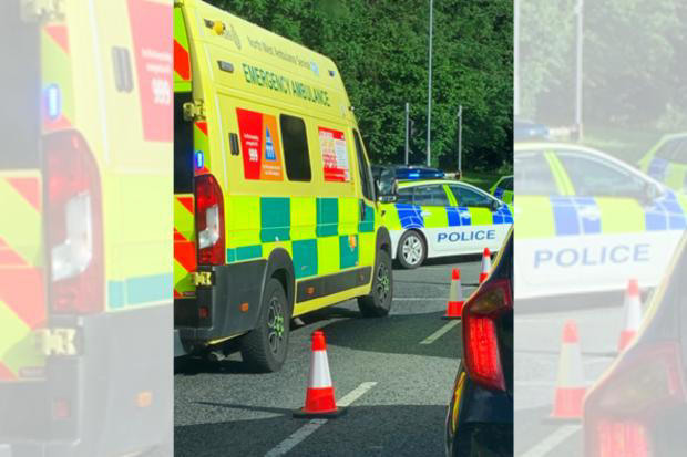 Pair taken to hospital after emergency services attend crash at crossroads