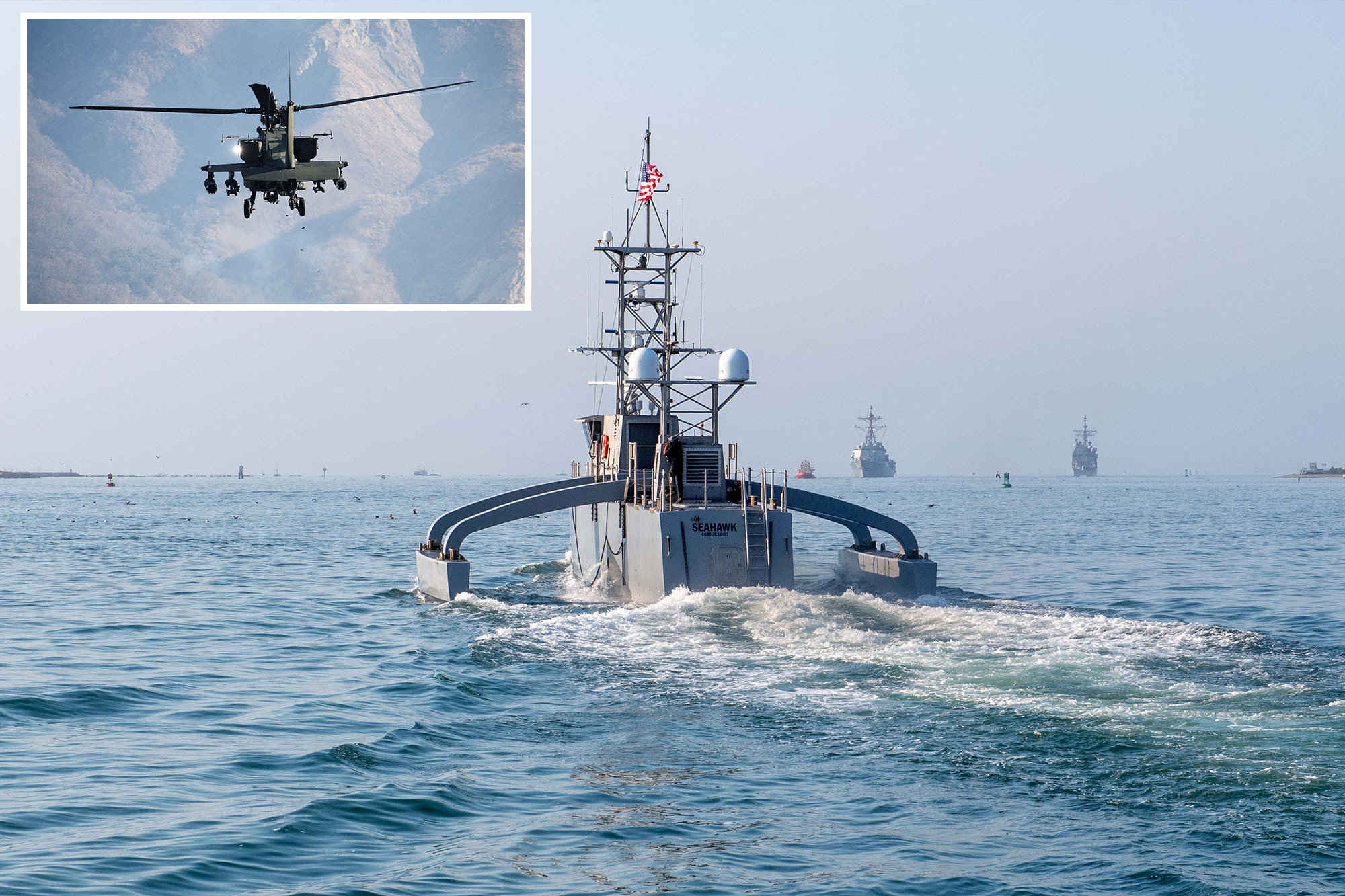 US Navy uses cutting-edge new drone boat to rescue Apache pilots who ...