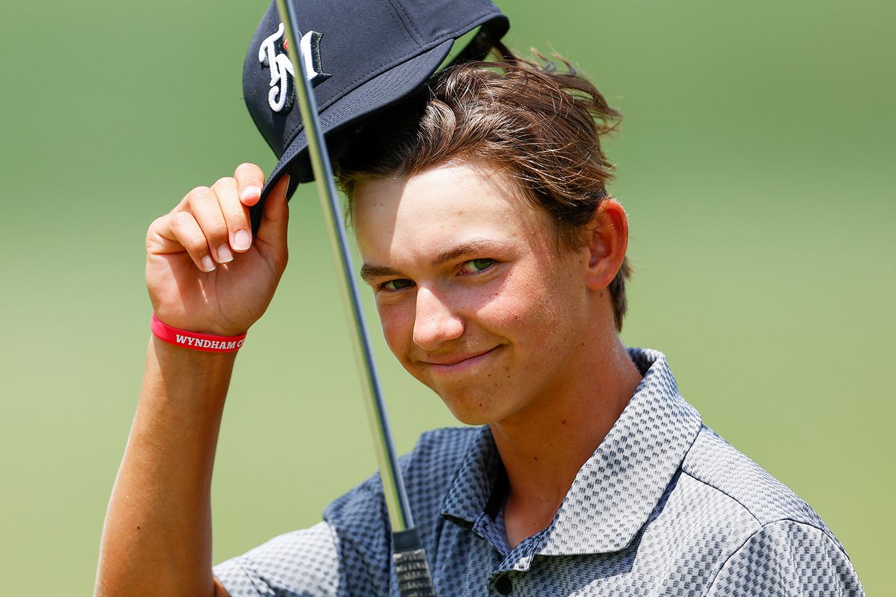 Tiger Woods' teenage son Charlie caddies for friend Miles Russell at US ...