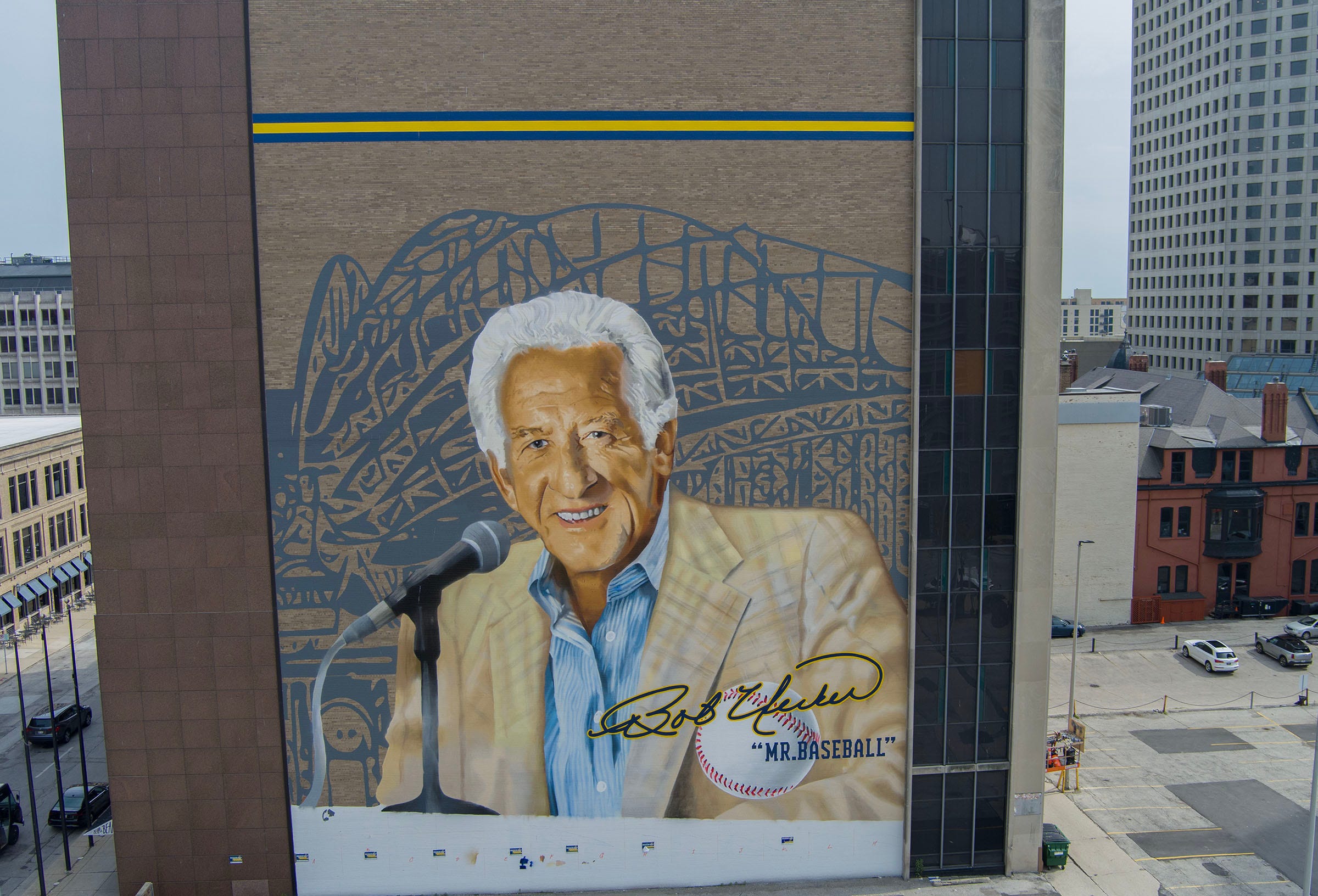 Milwaukee mural depicting Brewers icon Bob Uecker just about finished