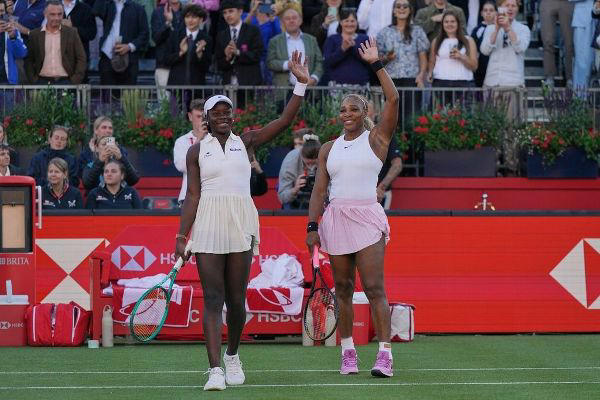 Serena Williams shrugs off nerves for doubles win in return