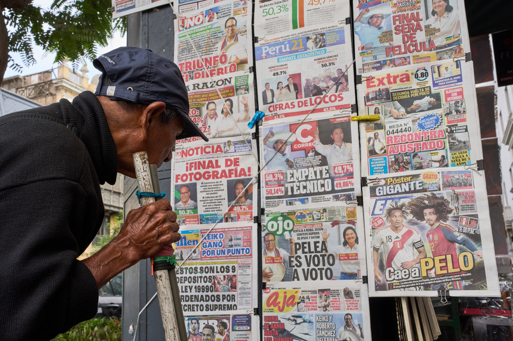 Peru's presidential runoff shows a razor-thin gap between candidates