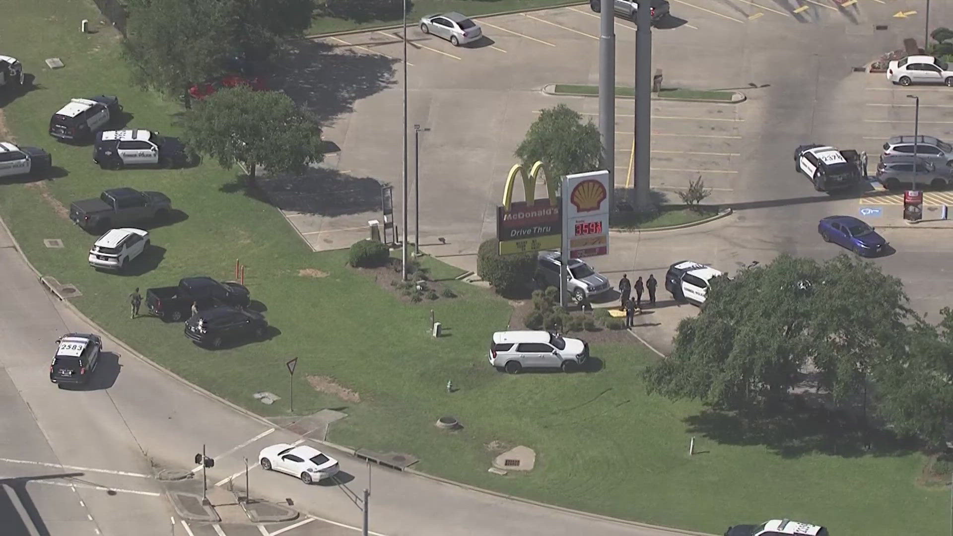 Large law enforcement presence at Conroe gas station