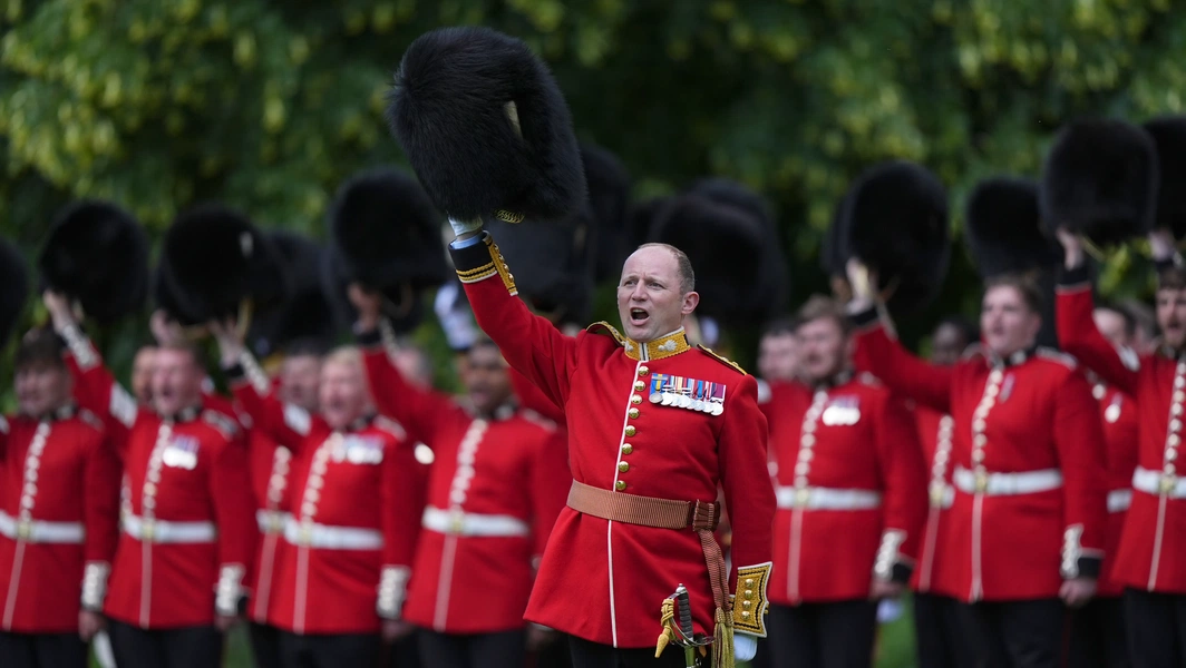 King Charles and Queen Camilla present new Grenadier Guards colours