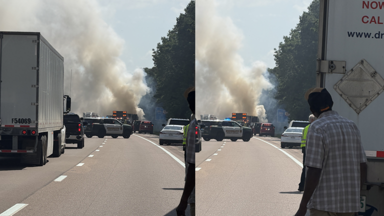 Vehicle fire closes westbound lanes on I-40 near Canada Rd.