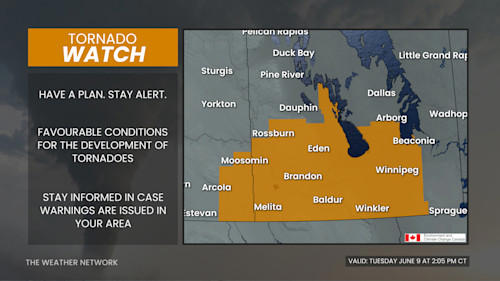 Tornado watch issued in Sask., Manitoba, as severe storms fire up