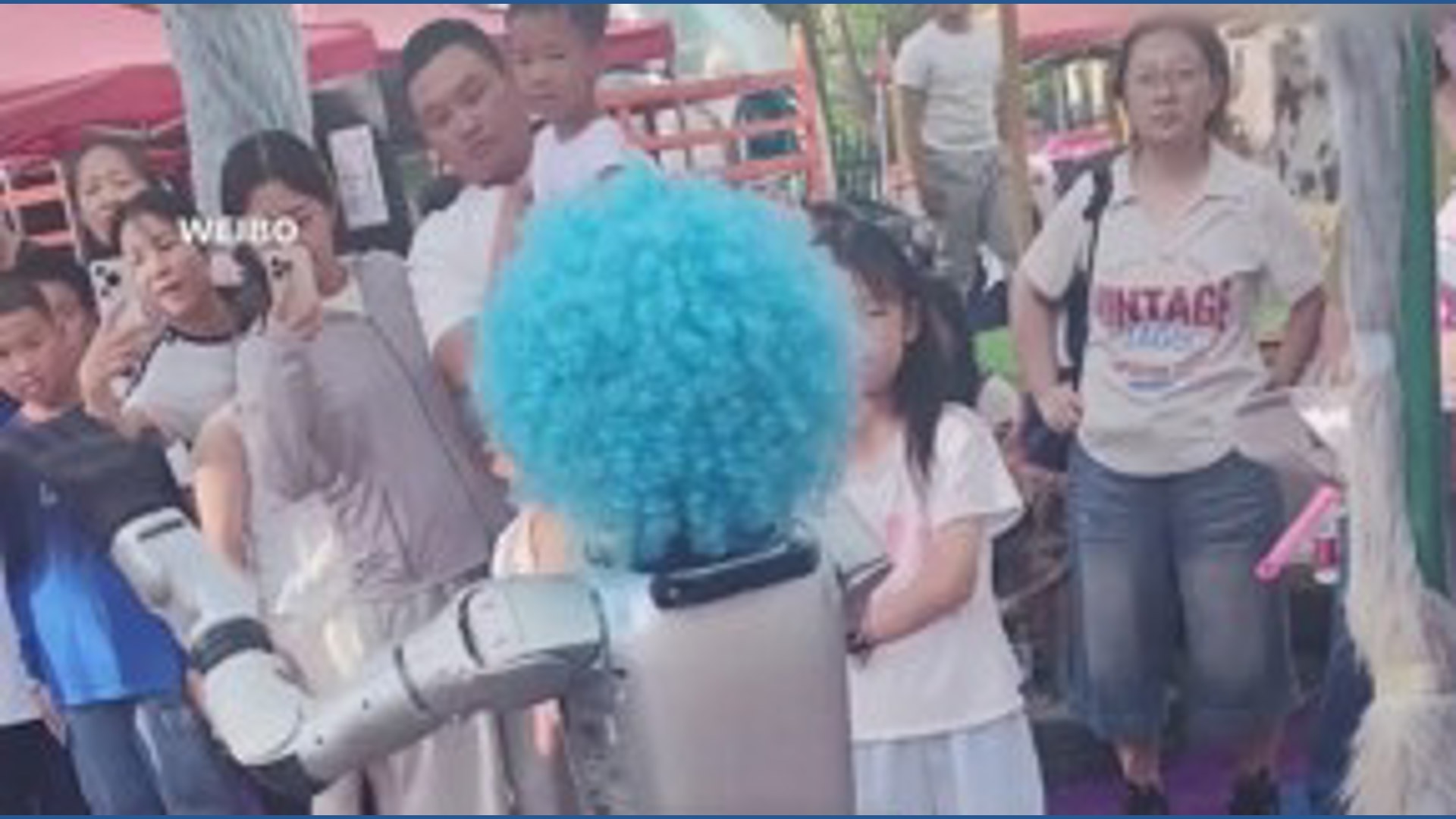 Robot kicks child during performance