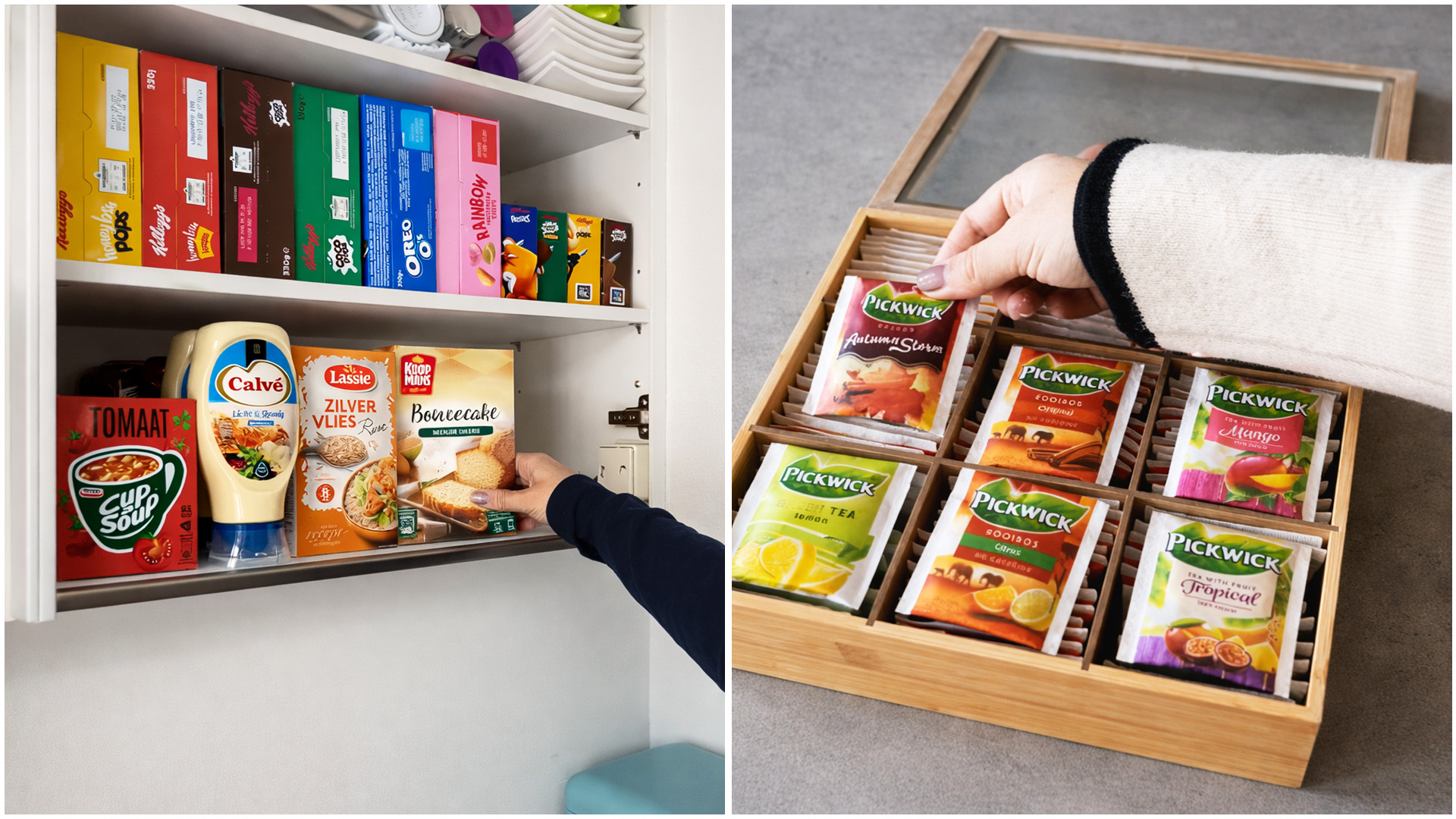 Pantry restock and tea storage organization