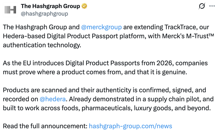 Merck and Hashgraph Group launch Hedera-based product passport for EU ...