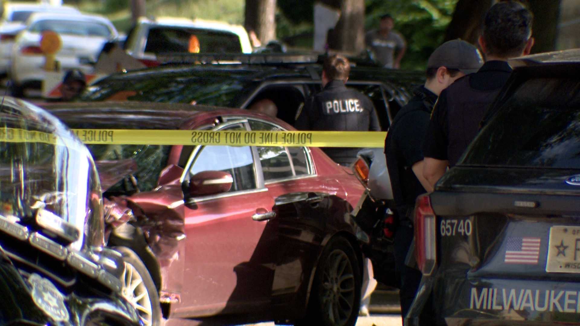 Milwaukee police squad car damaged in separate crash during chase
